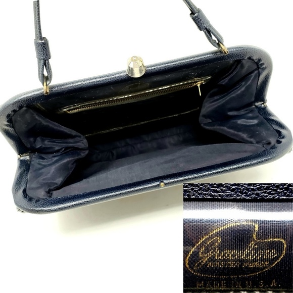 Vintage | Bags | Vintage Graceline Navy Vinyl Large Satchel | Poshmark